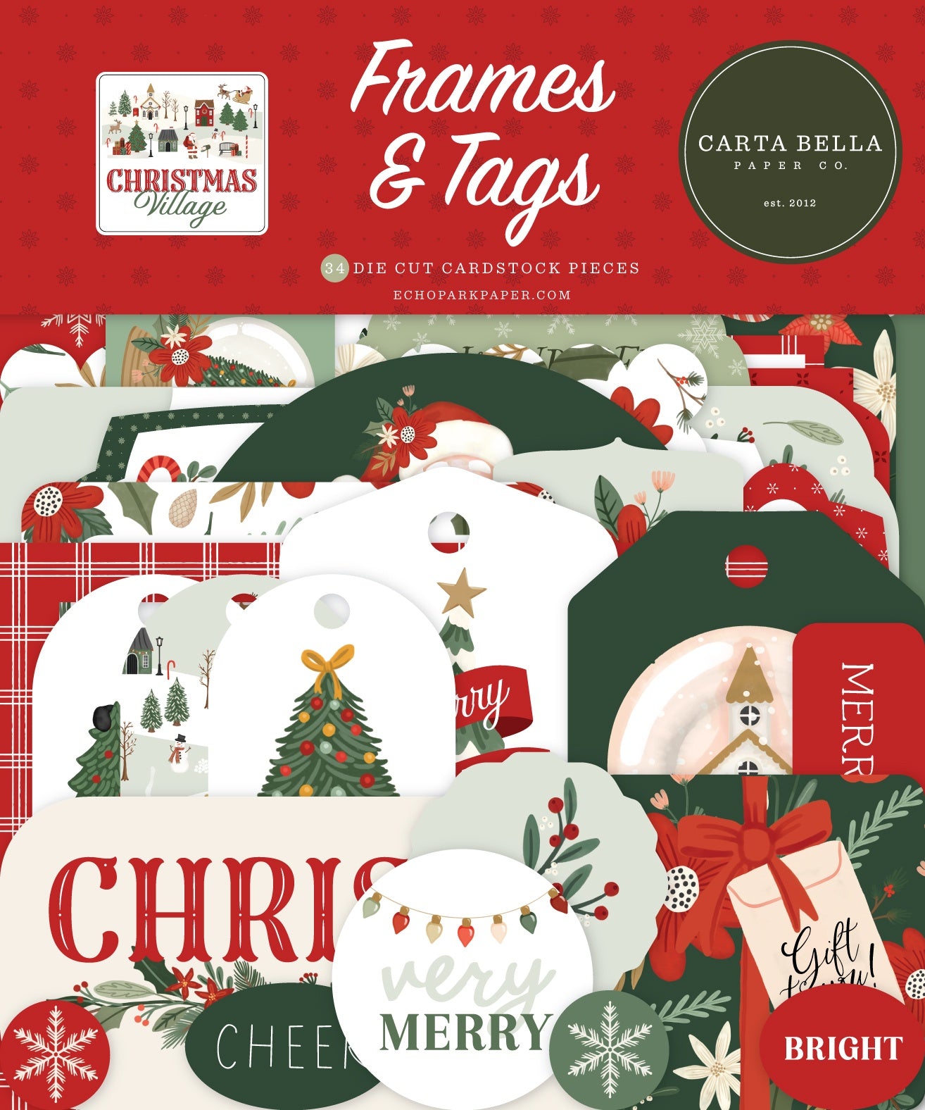 Carta Bella Cardstock Ephemera-Frames & Tags, Christmas Village ...