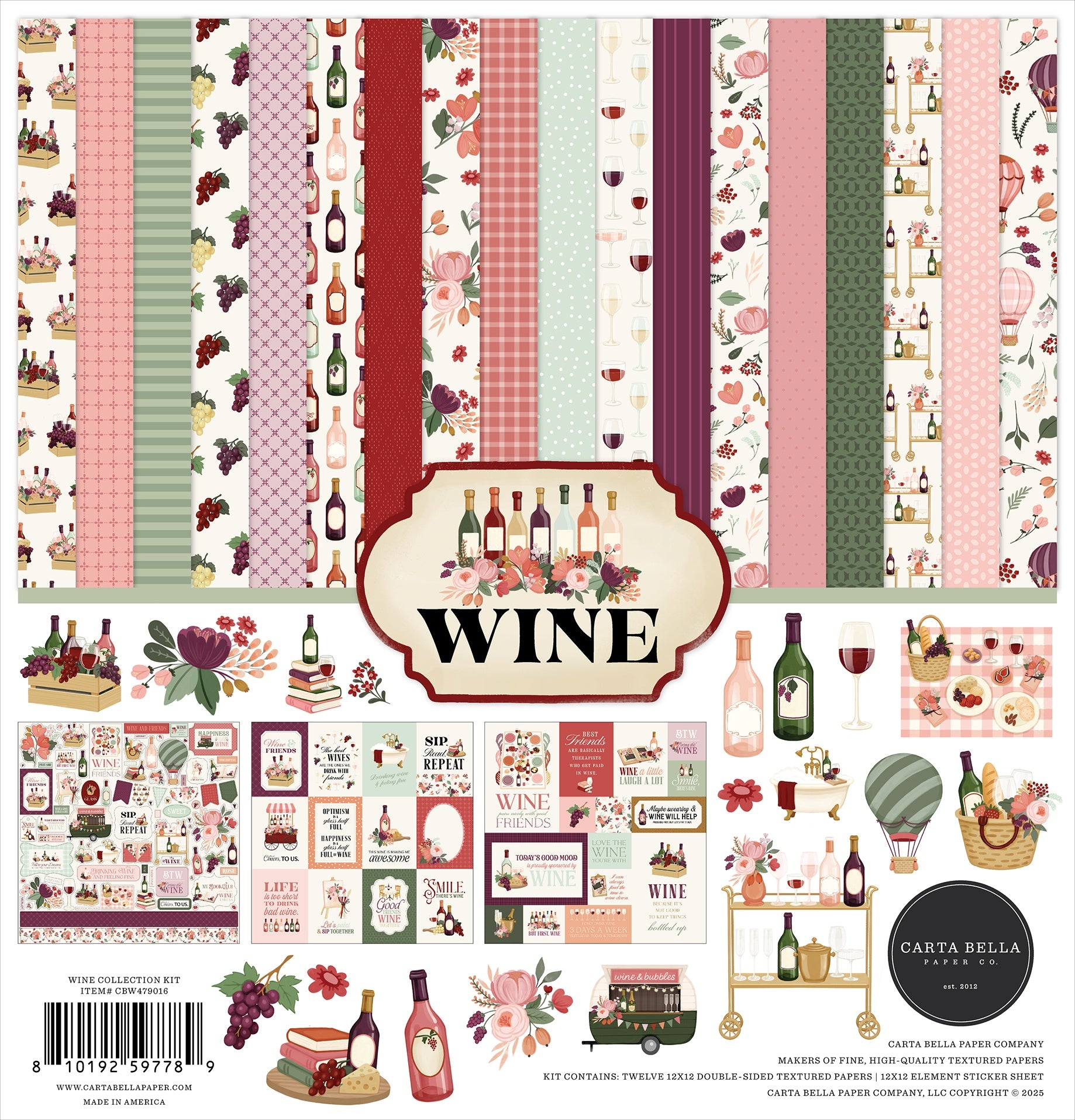 Carta Bella Collection Kit 12"X12"-Wine – Picnic Hill Create
