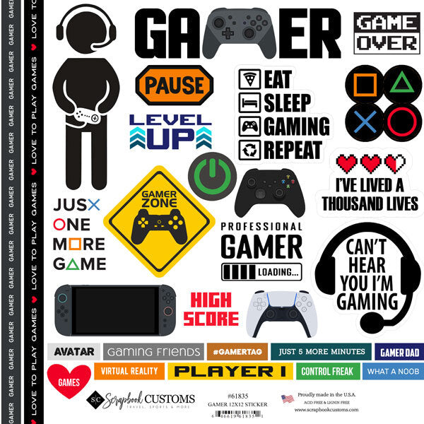 Gamer Stickers 12 x 12 sheet – Picnic Hill Create